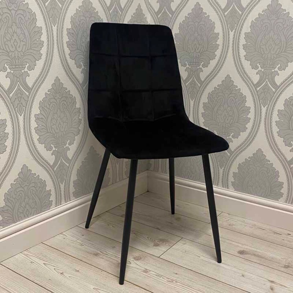 Chair - Tufted Fabric/Metal - L52 x W44 x H86 cm - Black - Tesco Groceries