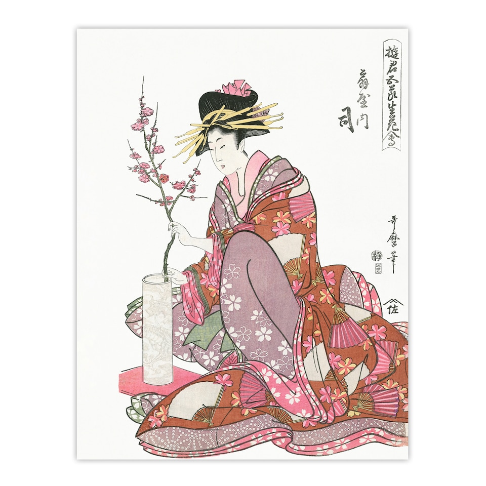 Courtesan Tsukasa Of Ogiya Japan Wall Art Print Utamaro Kitagawa 12x16 ...