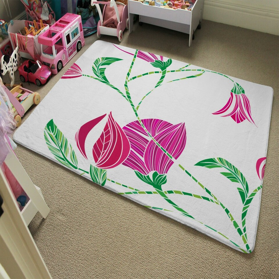Tulips (Rug) Pink | Small: 60x110cm - Tesco Groceries