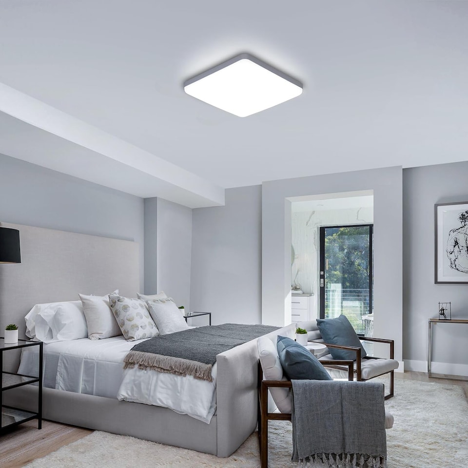 LED Ceiling Light Square White Flush Mount Cool White 23cm - Tesco ...