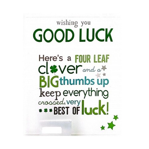 Wishing You Good Luck Greetings Card - White/Green/Black - One Size ...