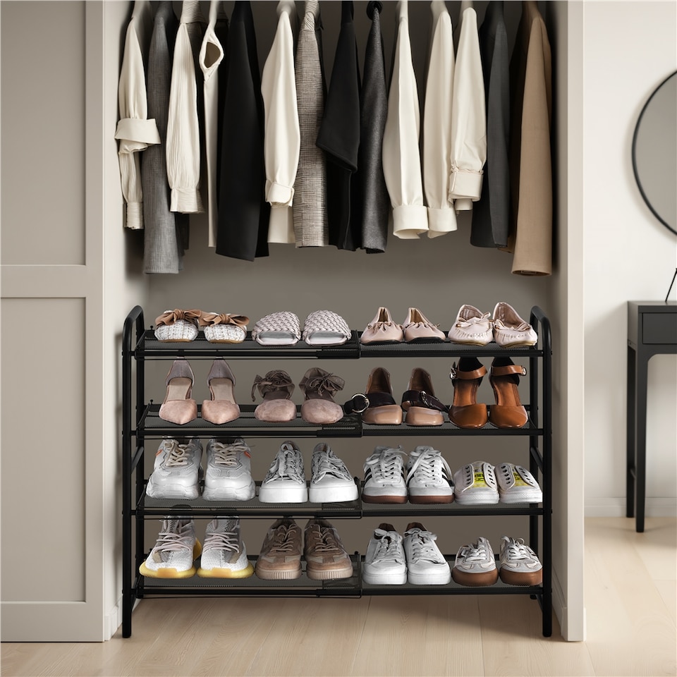 Yaheetech 4-Tier Expandable Iron Mesh Wire Shoe Rack Holds 15-20 Pairs ...