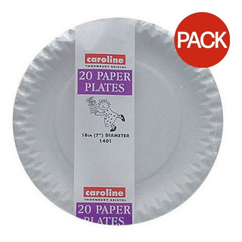 Caroline Disposable Paper Plates (Pack of 20) - White - 18cm - Tesco ...