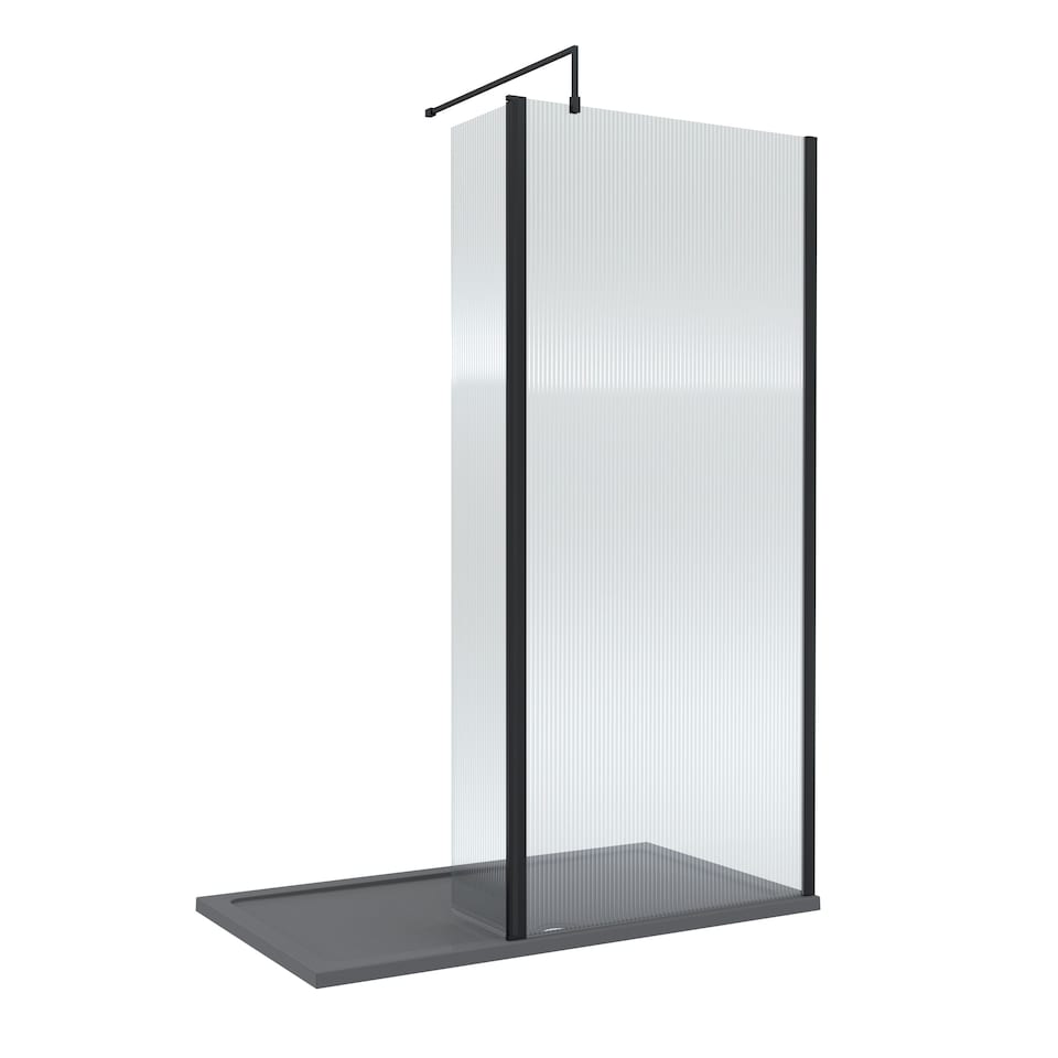 Balterley Fluted Glass Walk In Wetroom Screen and Hinged Return with ...