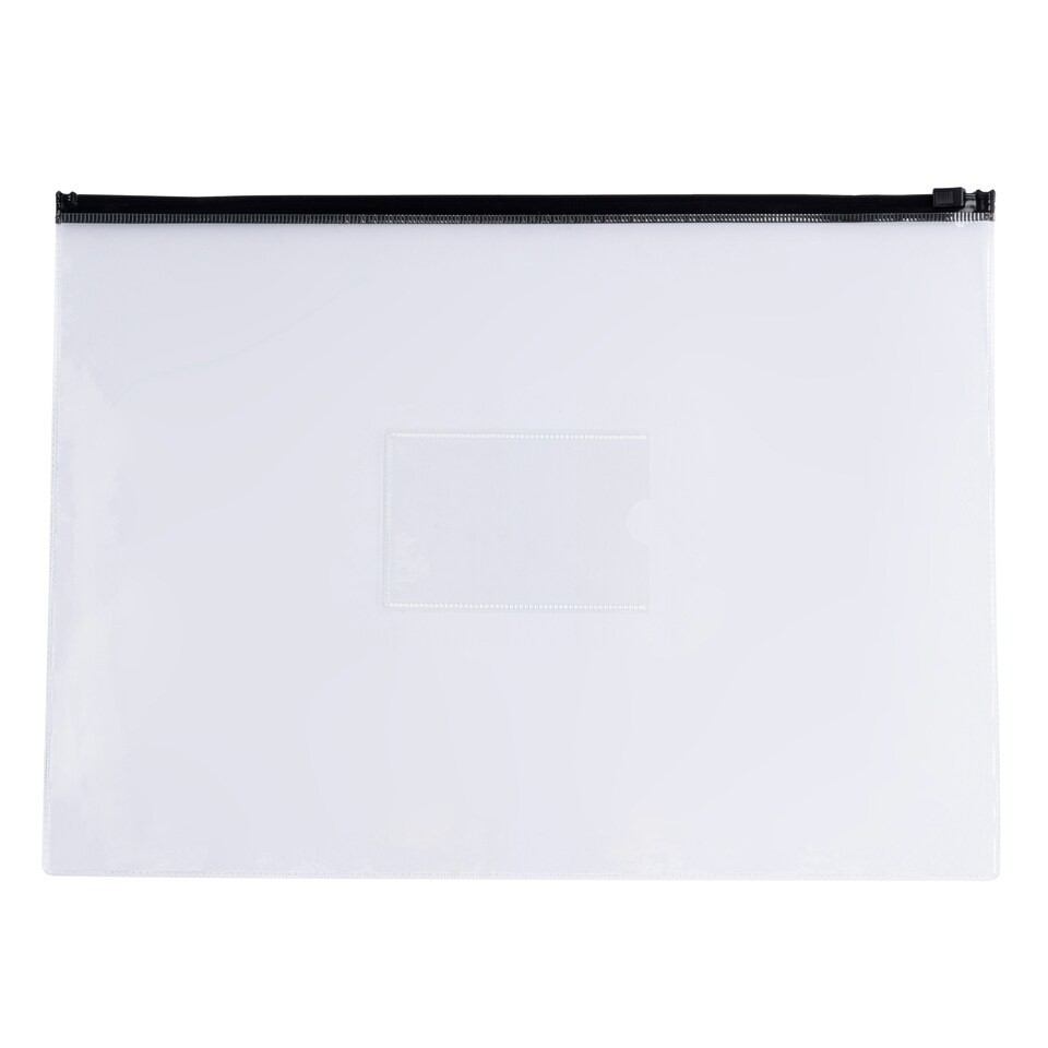 Pack of 12 A3 Clear Zippy Bags with Black Zip - Tesco Groceries