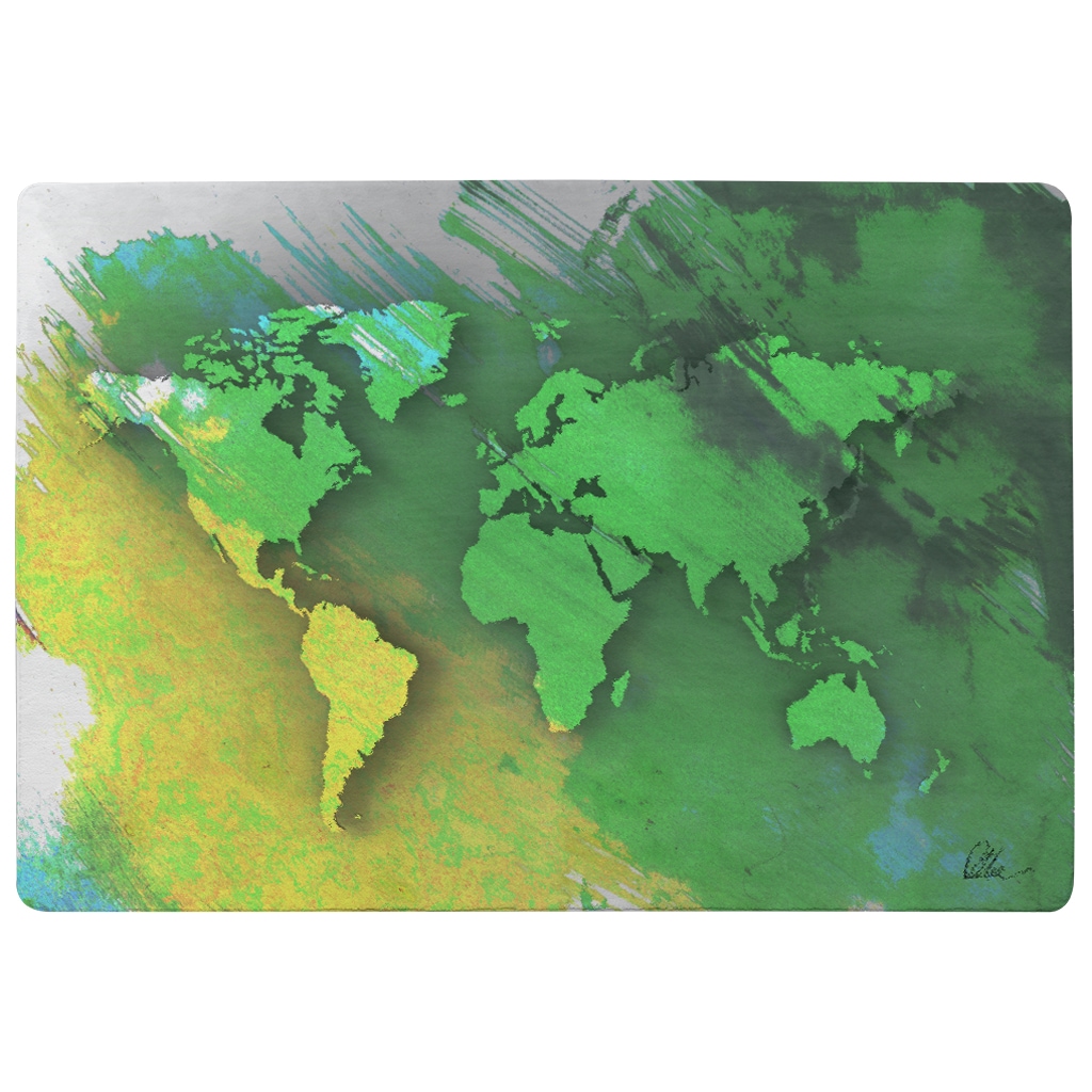 World Map Yellow And Green Rug | Multi - Tesco Groceries