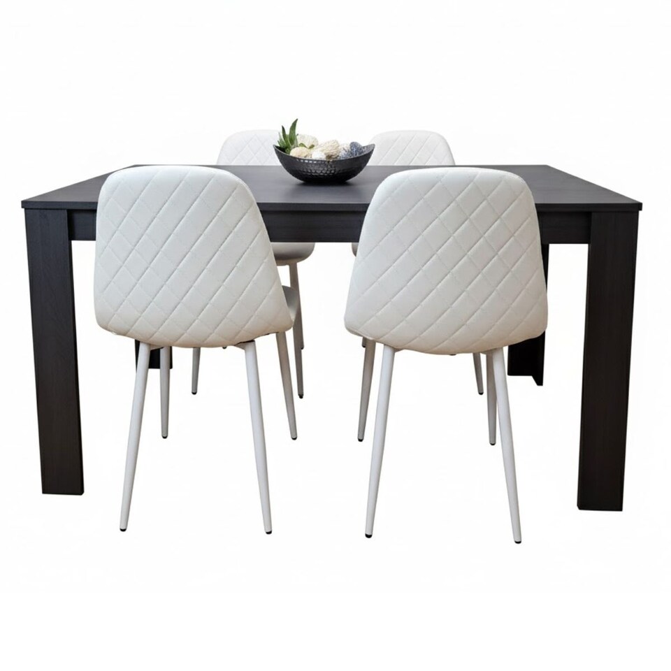 Dining Table and 4 Chairs Modern Dining Table Set With 4 White Gem ...