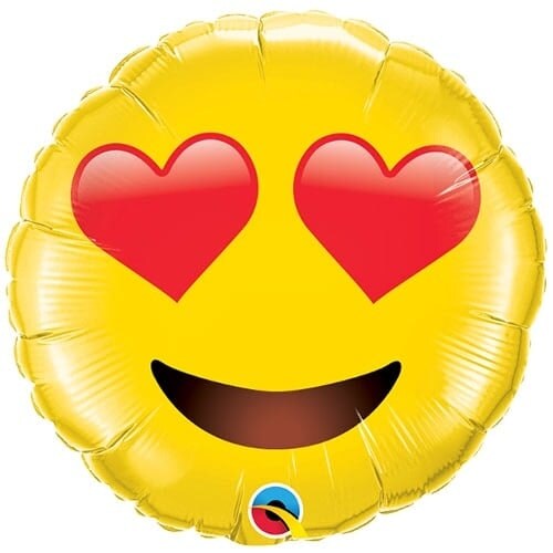 Emoji Heart Eyes Round Helium Foil Giant Qualatex Balloon 71cm / 28 in ...