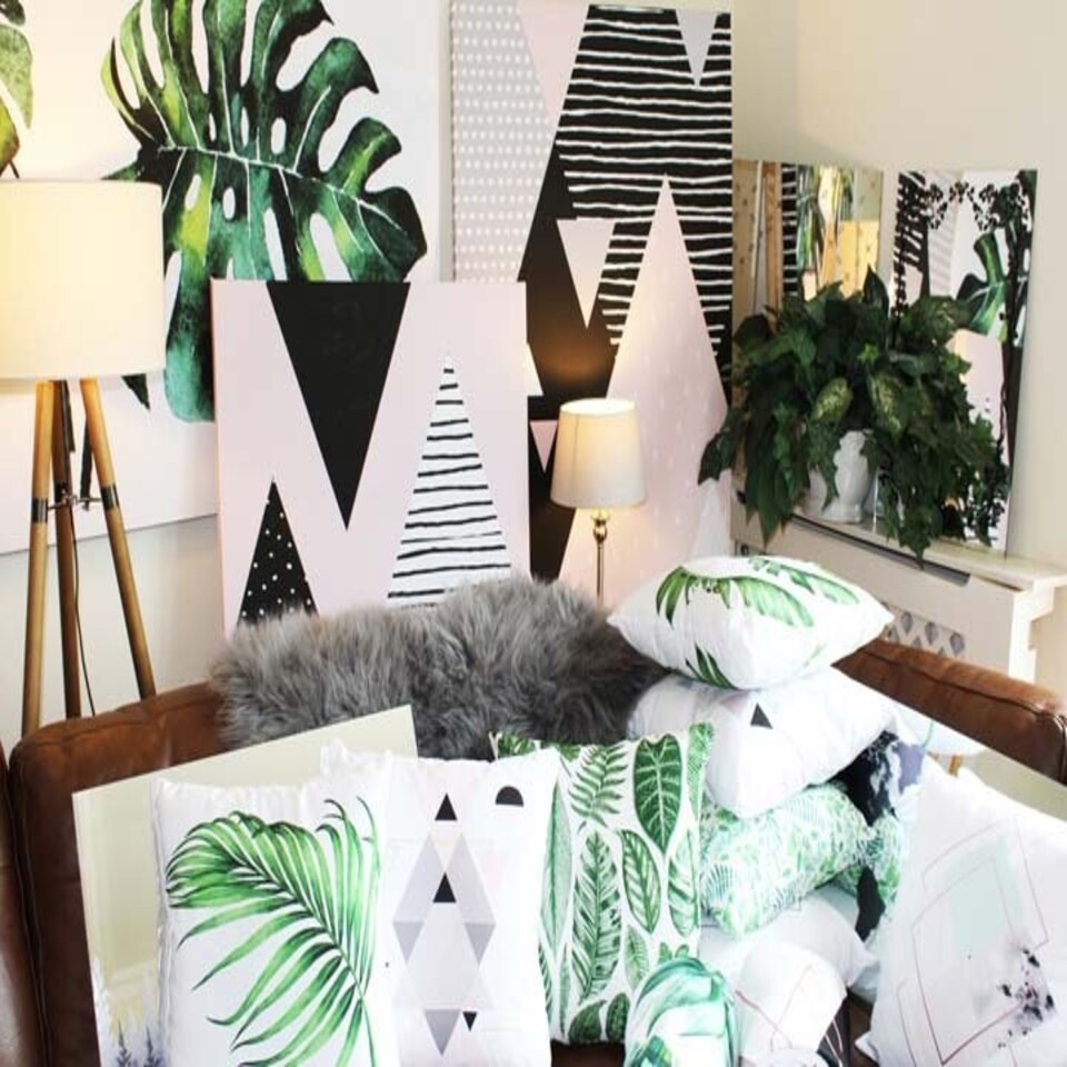 Twin Geo Shapes (Canvas print) 86cm x 60cm - Tesco Groceries