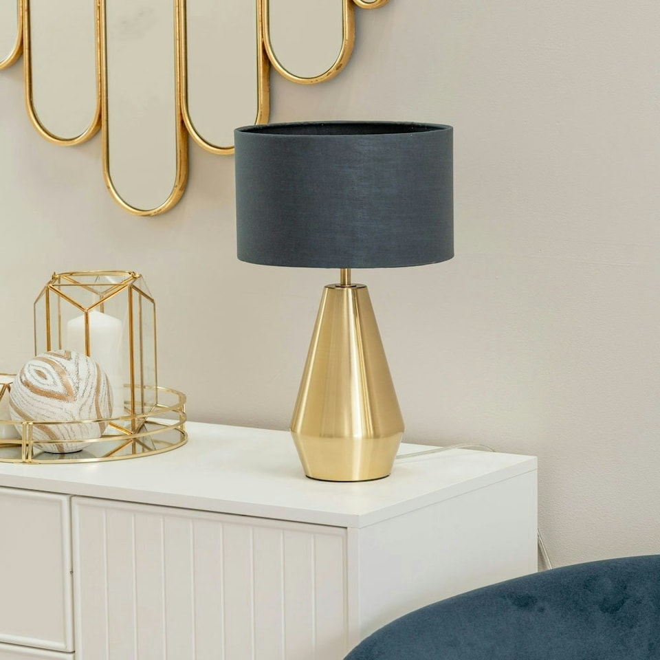 ValueLights Jax Gold Metal Touch Dimmer Table Lamp with Charcoal Grey ...