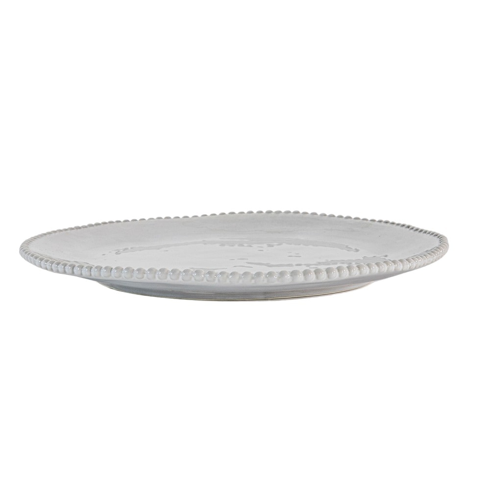 Side Plate Set: 4 x 22cm x 20cm Organic Bead Plates, Ceramic | White ...