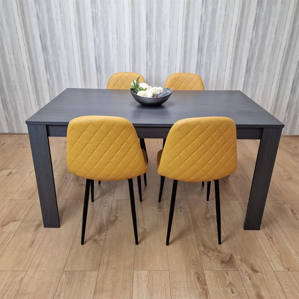 Dining Table and 4 Chairs Modern Dark Grey Dining Table Set With 4 ...