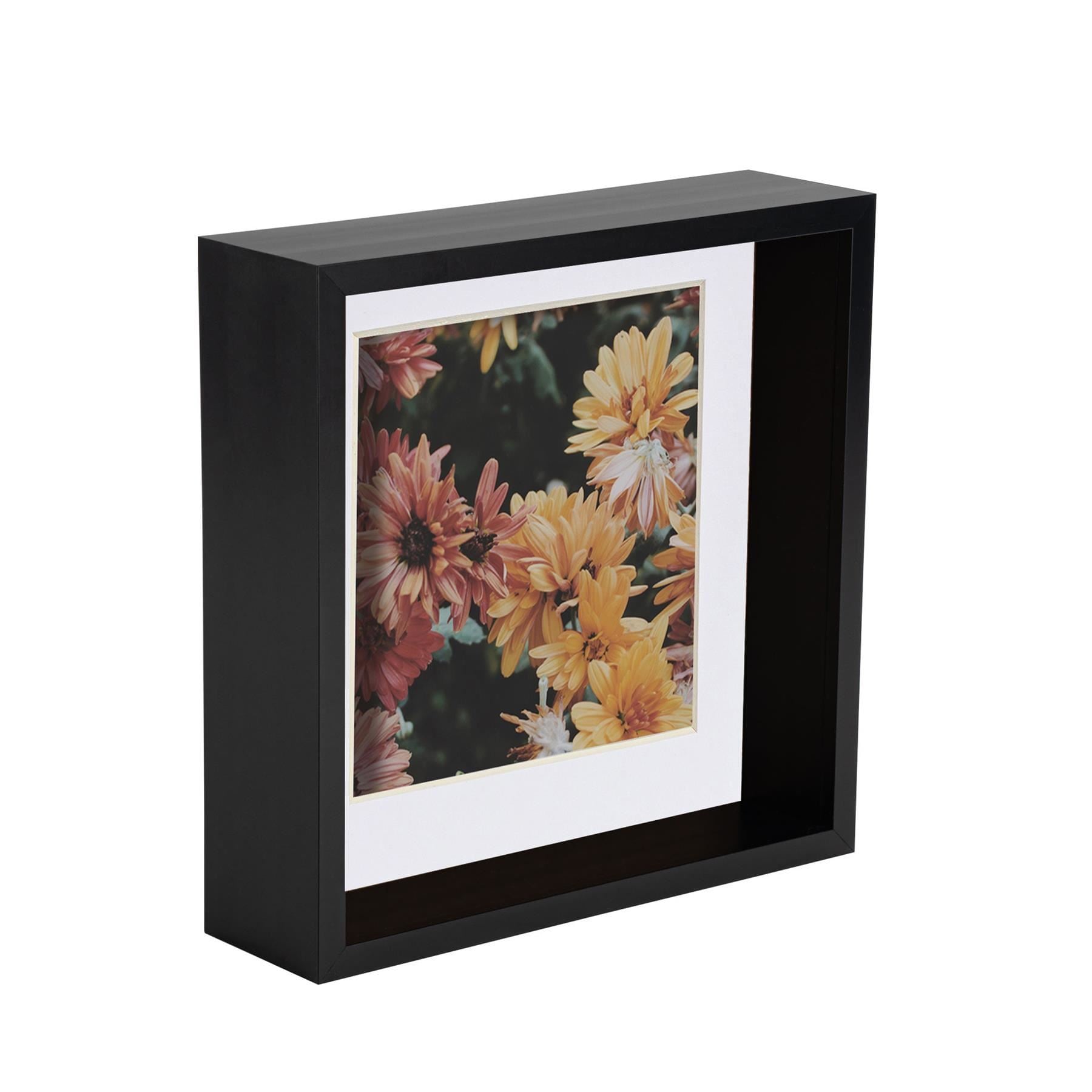 Nicola Spring 8 x 8" Deep Photo Frame - Black/White Mount - 3D Deep Box ...