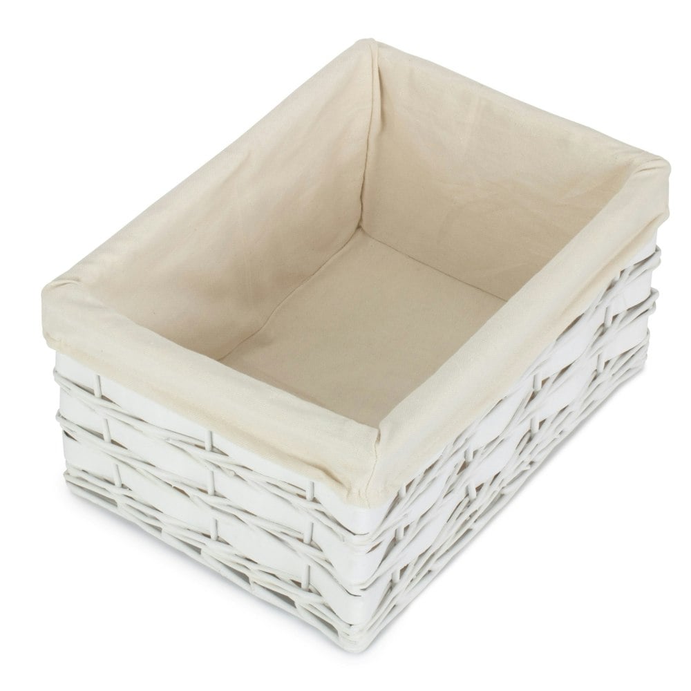 Small White Scandi Storage Basket With White Lining | White | White ...