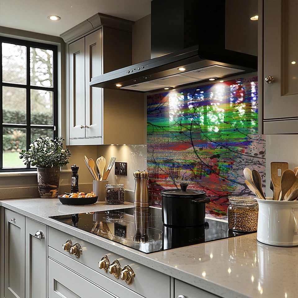 Big Ben And Trees Painted Splash Back | White - Tesco Groceries