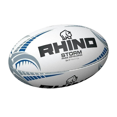 Rhino Storm Pass Developer Rugby Ball - White/Blue/Black - 5 | White ...