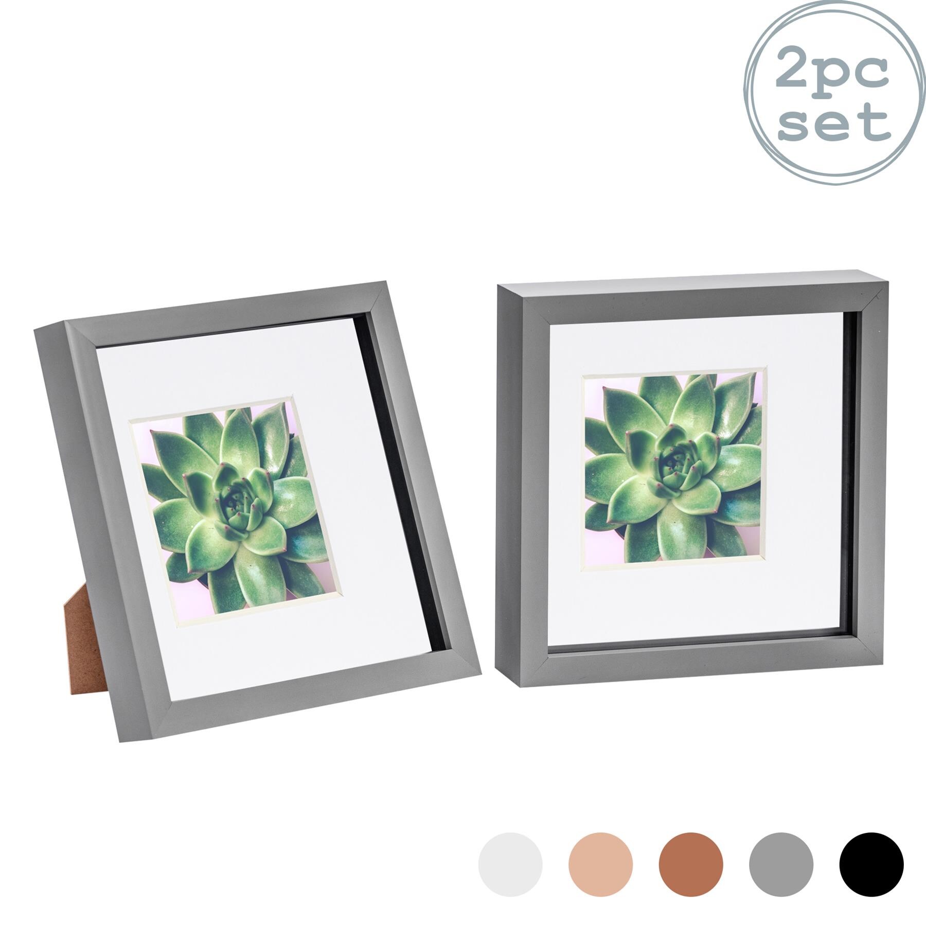 Nicola Spring 8 x 8" Photo Frames - Grey/White Mount - 3D Picture Frame ...