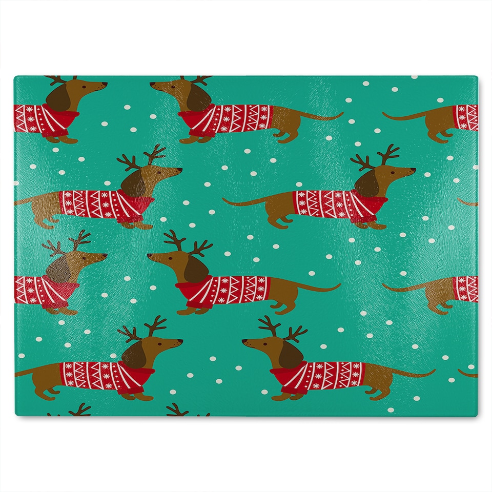 Dutchshunds In Christmas Dining Glass Chopping Board | Multi - Tesco ...