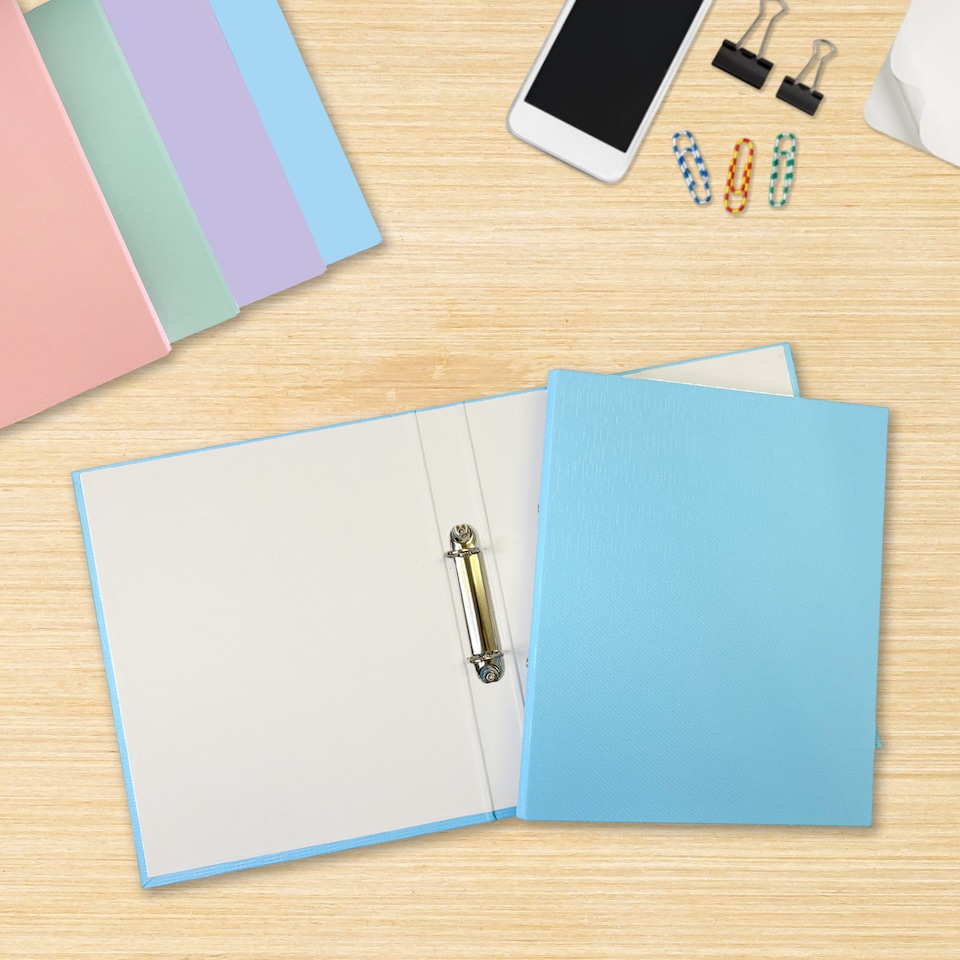 A4 Pastel Blue Paper Over Board Ring Binder by Janrax - Tesco Groceries