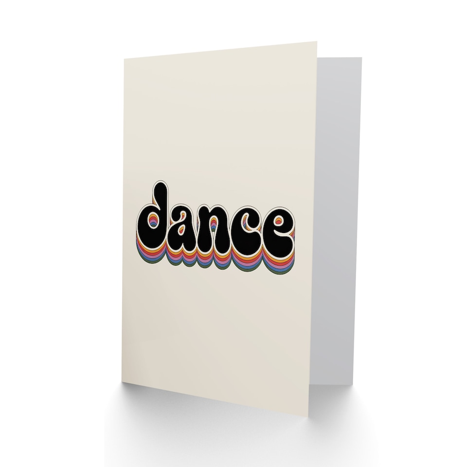 Dance Funky Rainbow Retro Font Typography Word Birthday Greeting Card ...