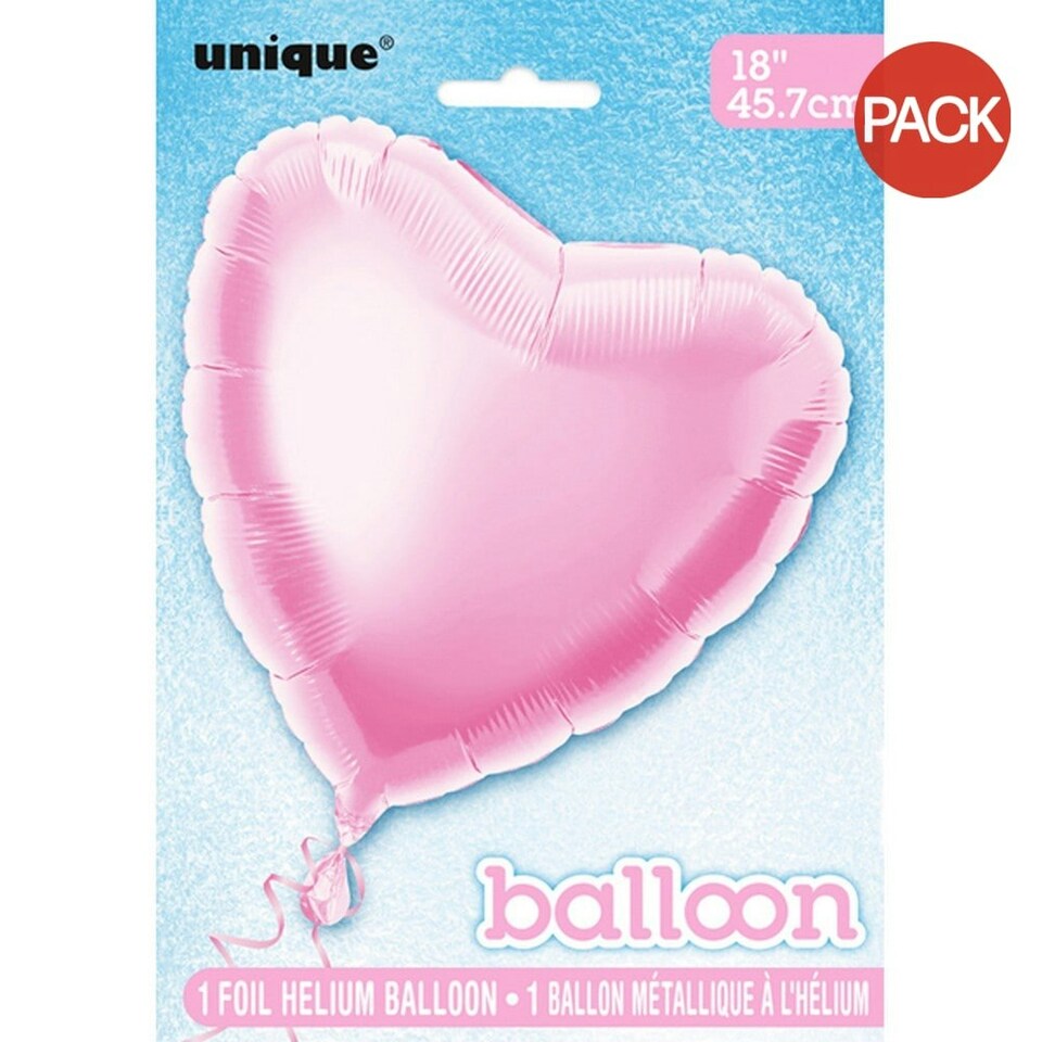 Unique Party Heart Foil Balloon (Pack Of 5) - Pastel Pink - 18in ...