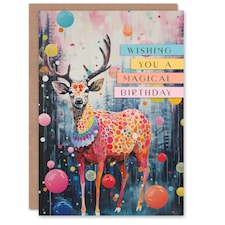 Magical Colourful Stag Him Her Birthday Card - Tesco Groceries