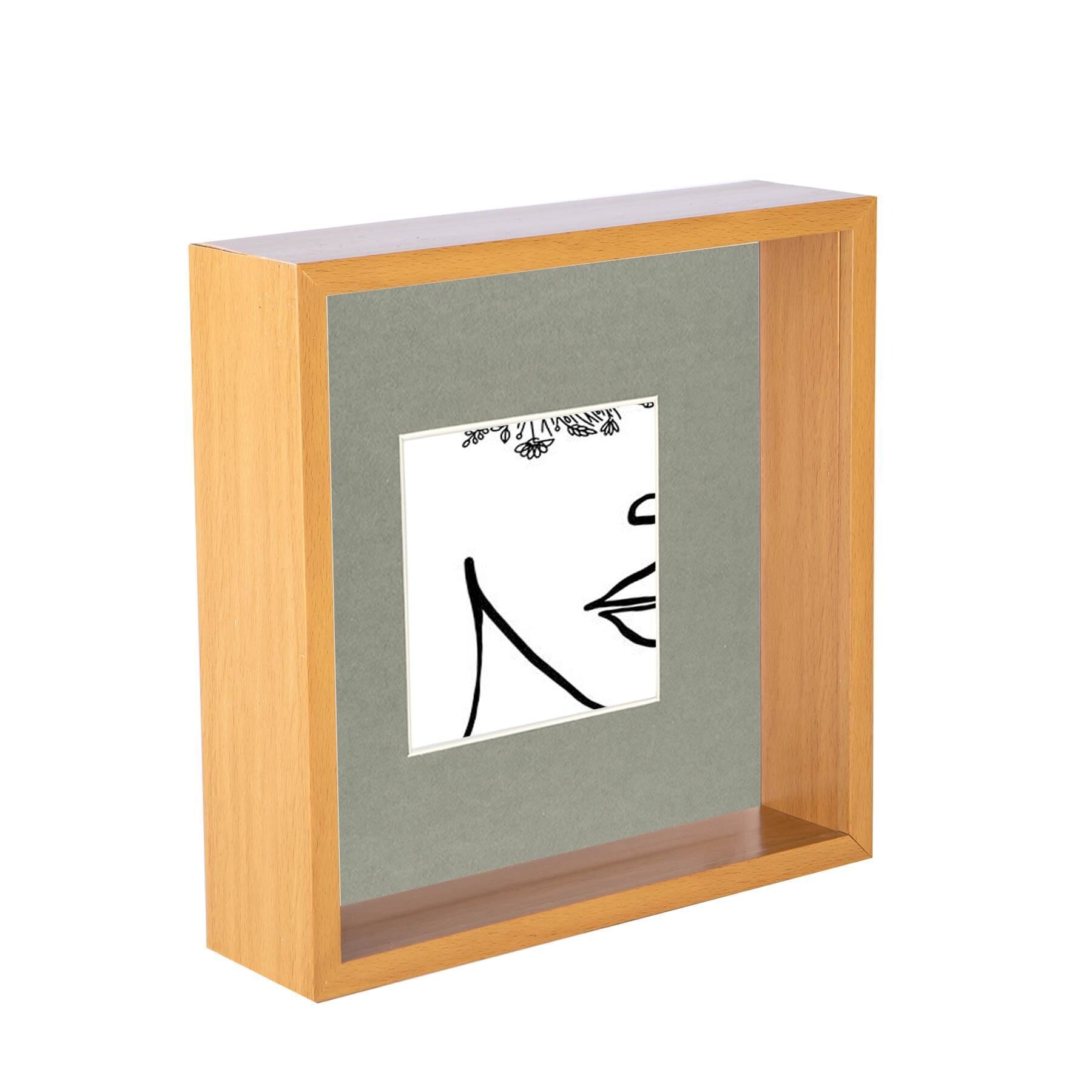 Nicola Spring 8 x 8" Deep Photo Frame - Light Wood/Grey Mount - 3D Deep ...