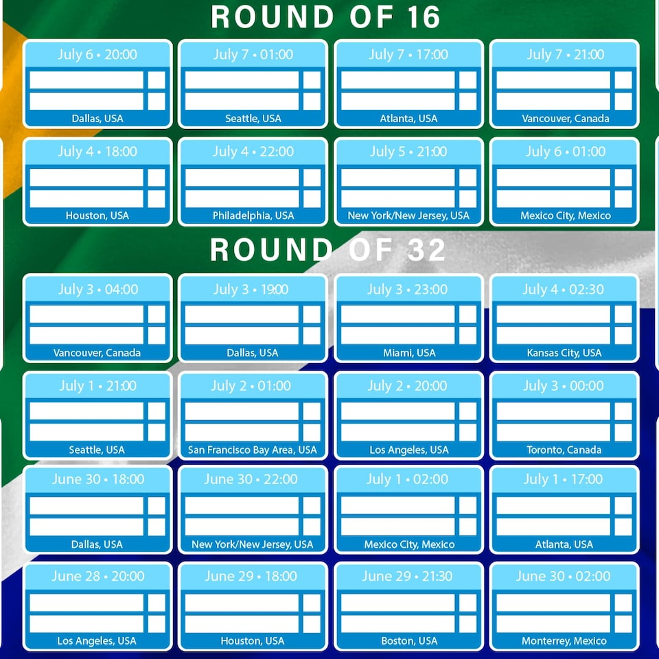 South Africa Flag World Football Championship Cup 2026 A3 Fixture Wall ...