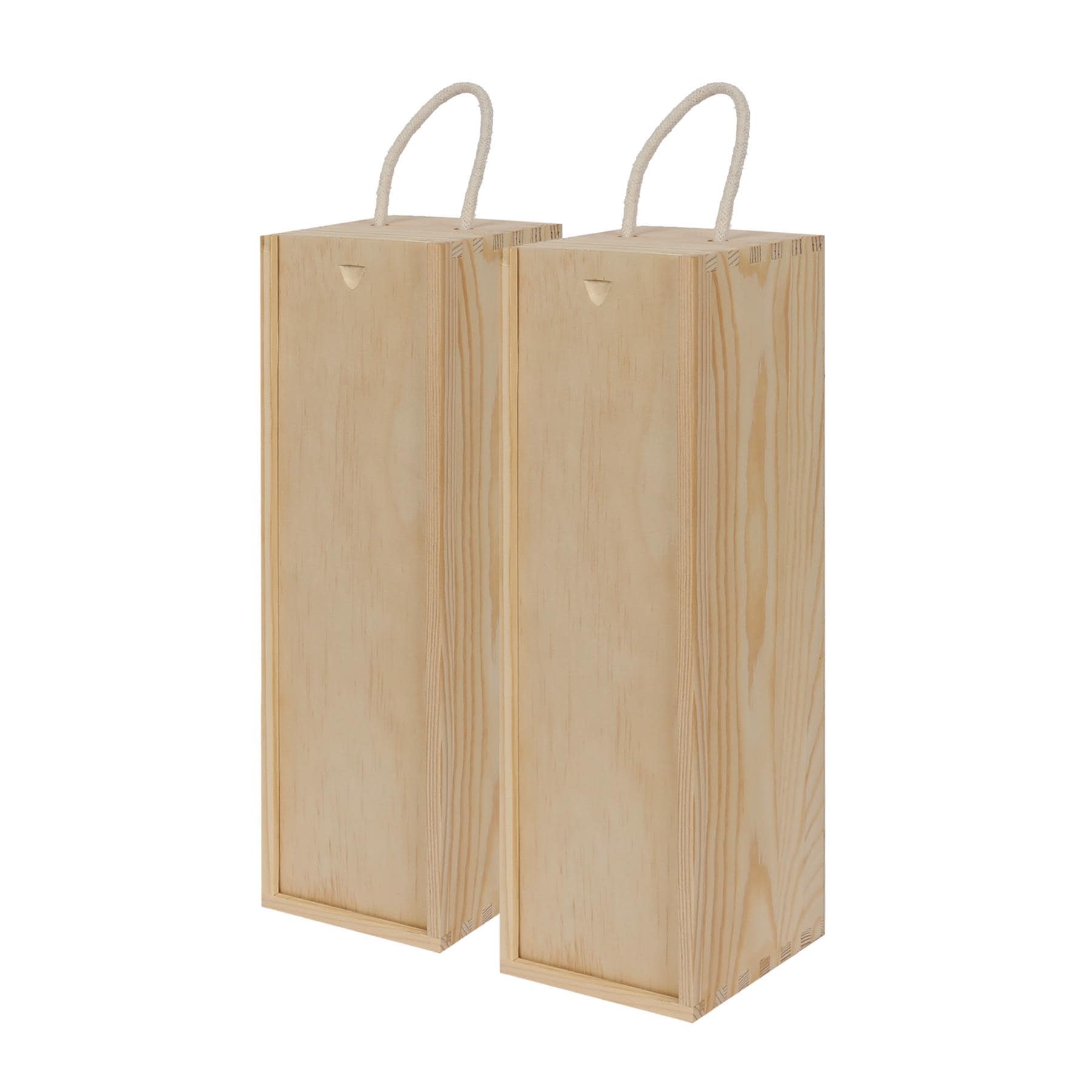 Harbour Housewares Wooden Wine Boxes - Single Bottle - Natural - Pack ...