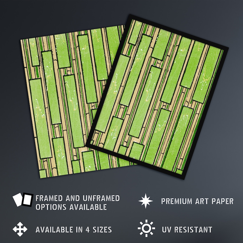 Green Bamboo Pattern Vintage Japan Wall Art Print Korin 12x16" - Tesco ...