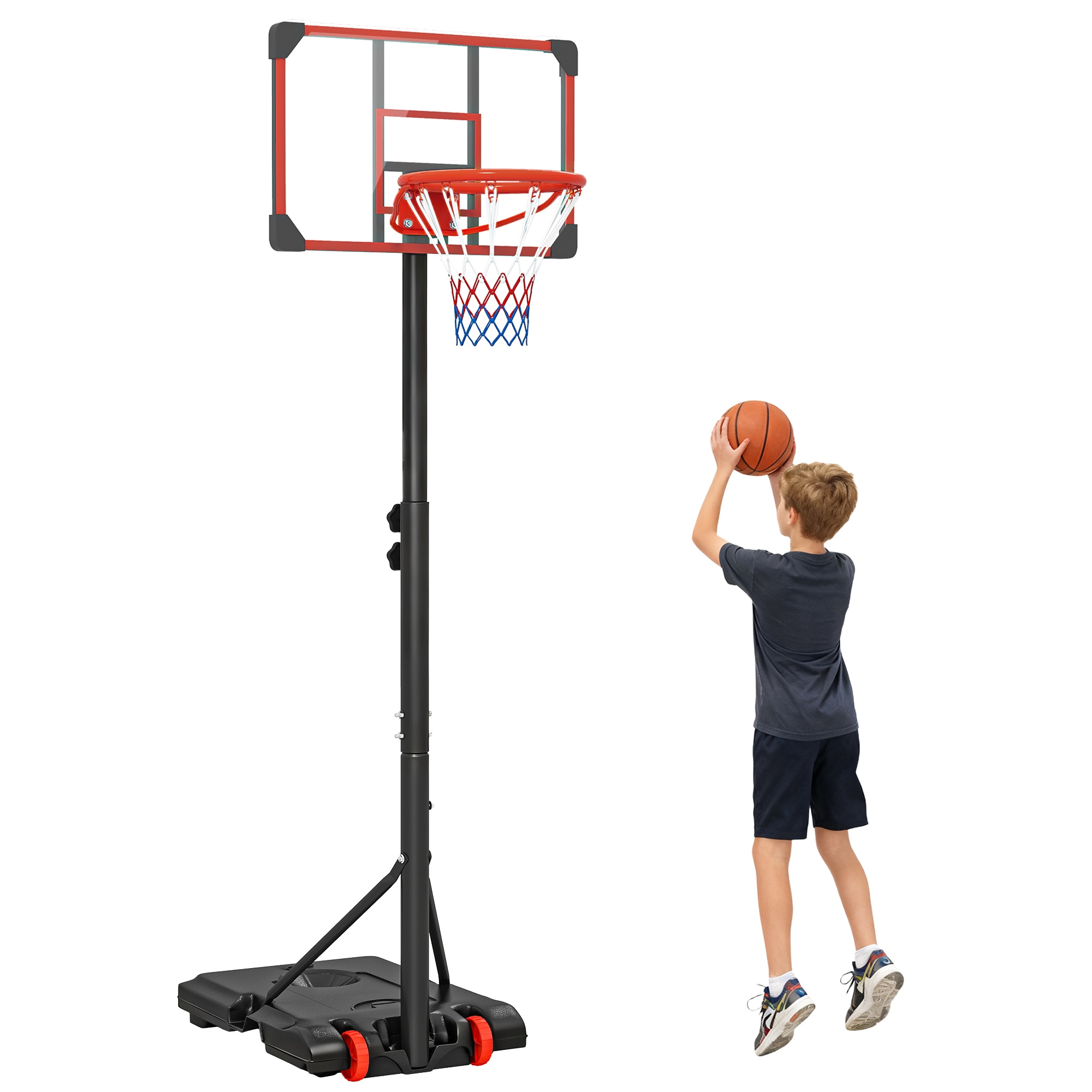 SPORTNOW Adjustable Basketball Hoop and Stand with Wheels, 1.8-2.1m ...