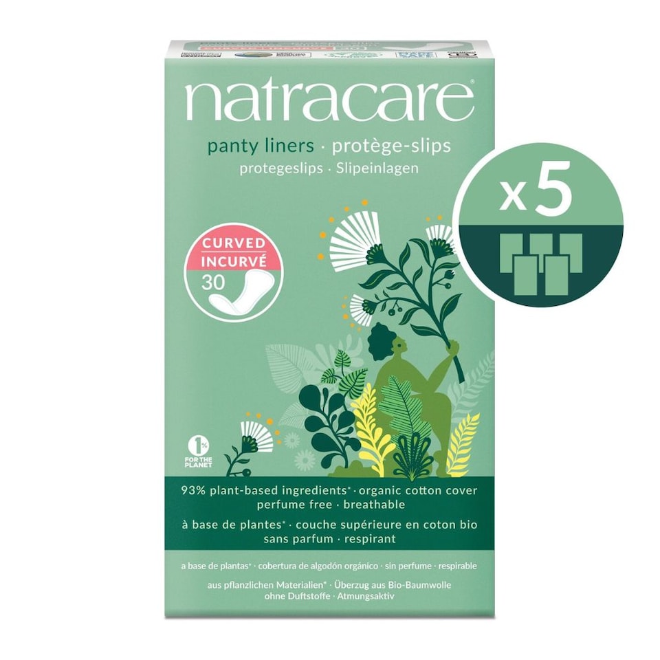 Natracare Curved Panty Liners 5 x 30 Pack - Tesco Groceries