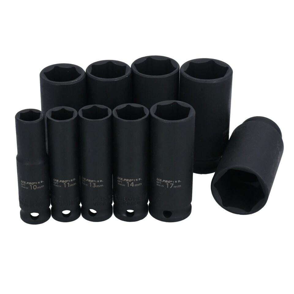 3/8in Drive Deep Metric Impact Sockets 6 Sided Single Hex 10mm – 24mm ...