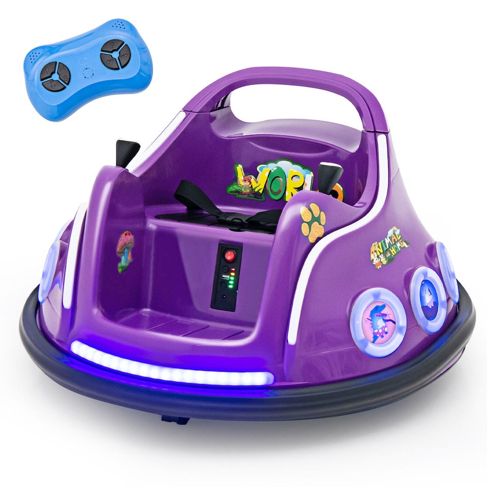 COSTWAY 360° Swivel 12V Electric Ride On Car Kids Purple - Tesco Groceries