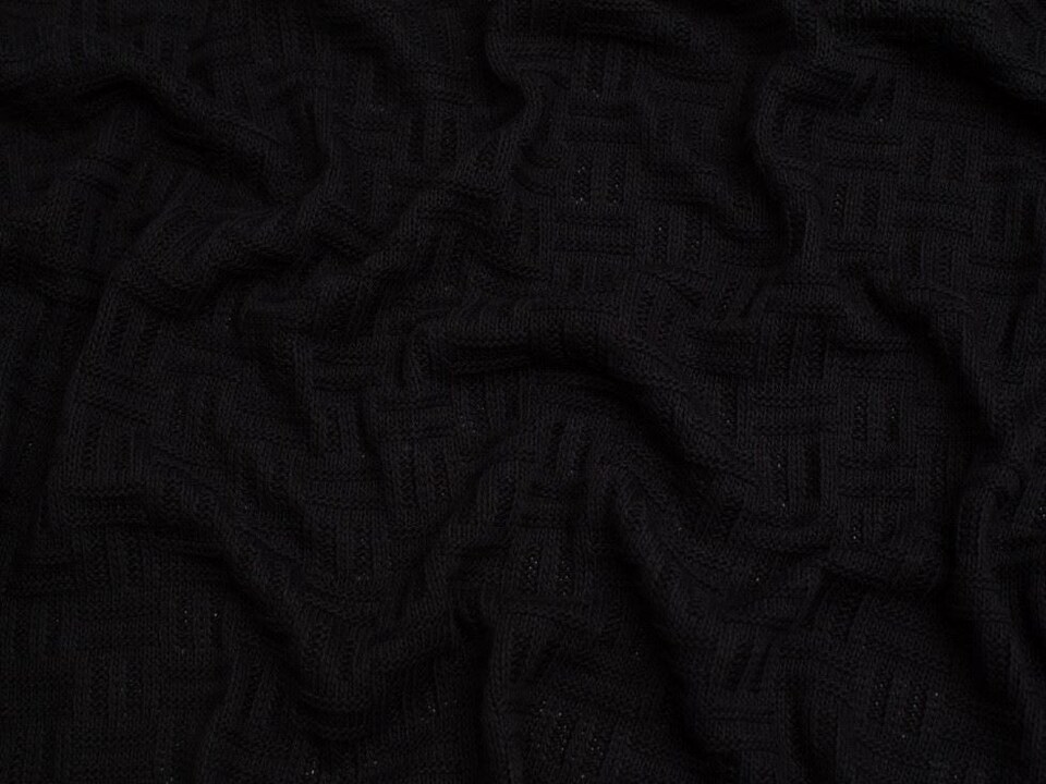 Black Chunky Cotton Sweater Knit Stretch Fabric for Dressmaking, 150cm ...