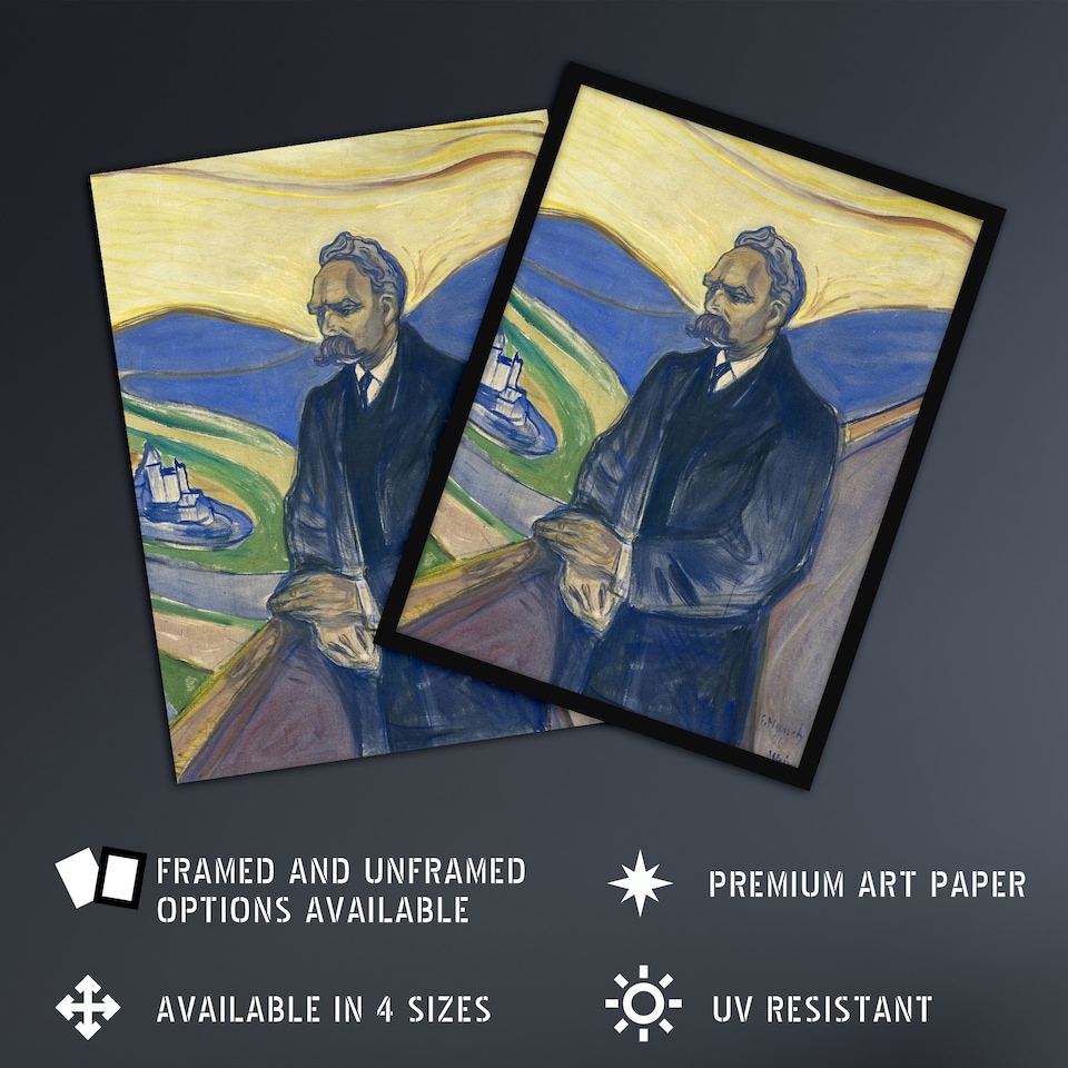 Friedrich Nietzsche Portrait Munch Vintage Wall Art Poster Print 12X16 ...