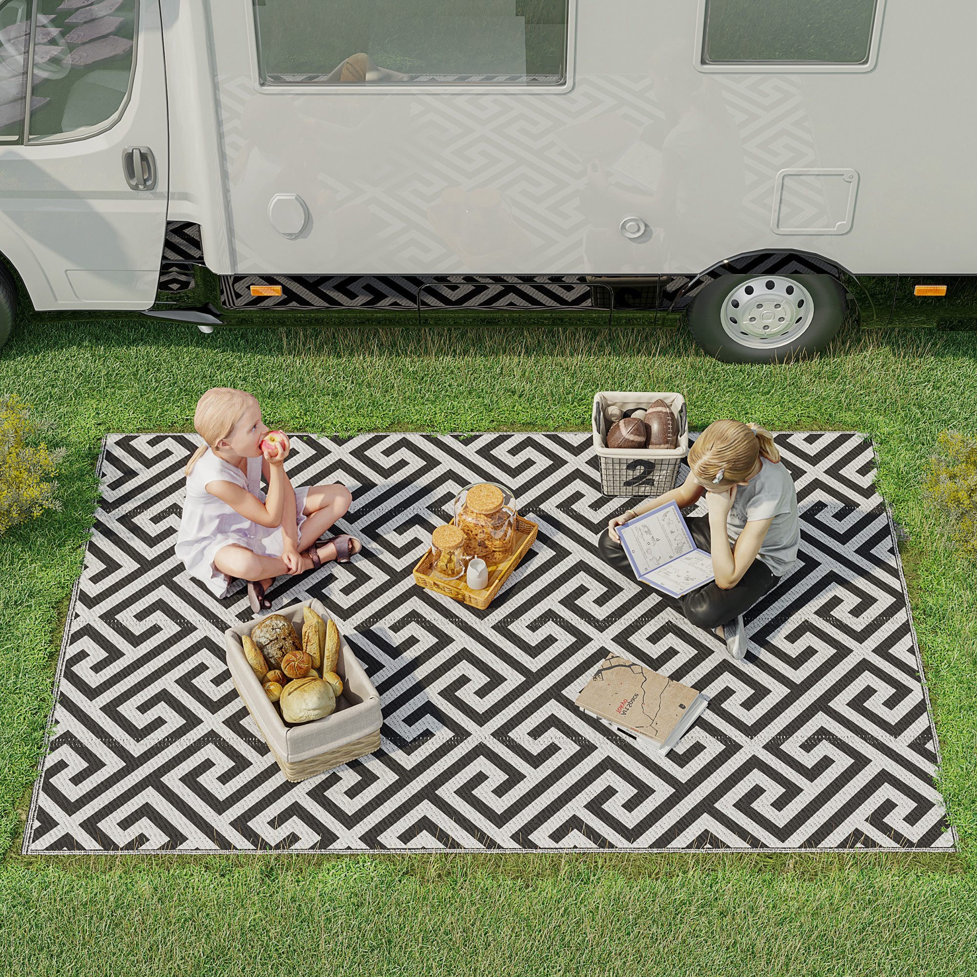 Outsunny Reversible Outdoor Rug Plastic Straw RV Camping Mat for Garden ...