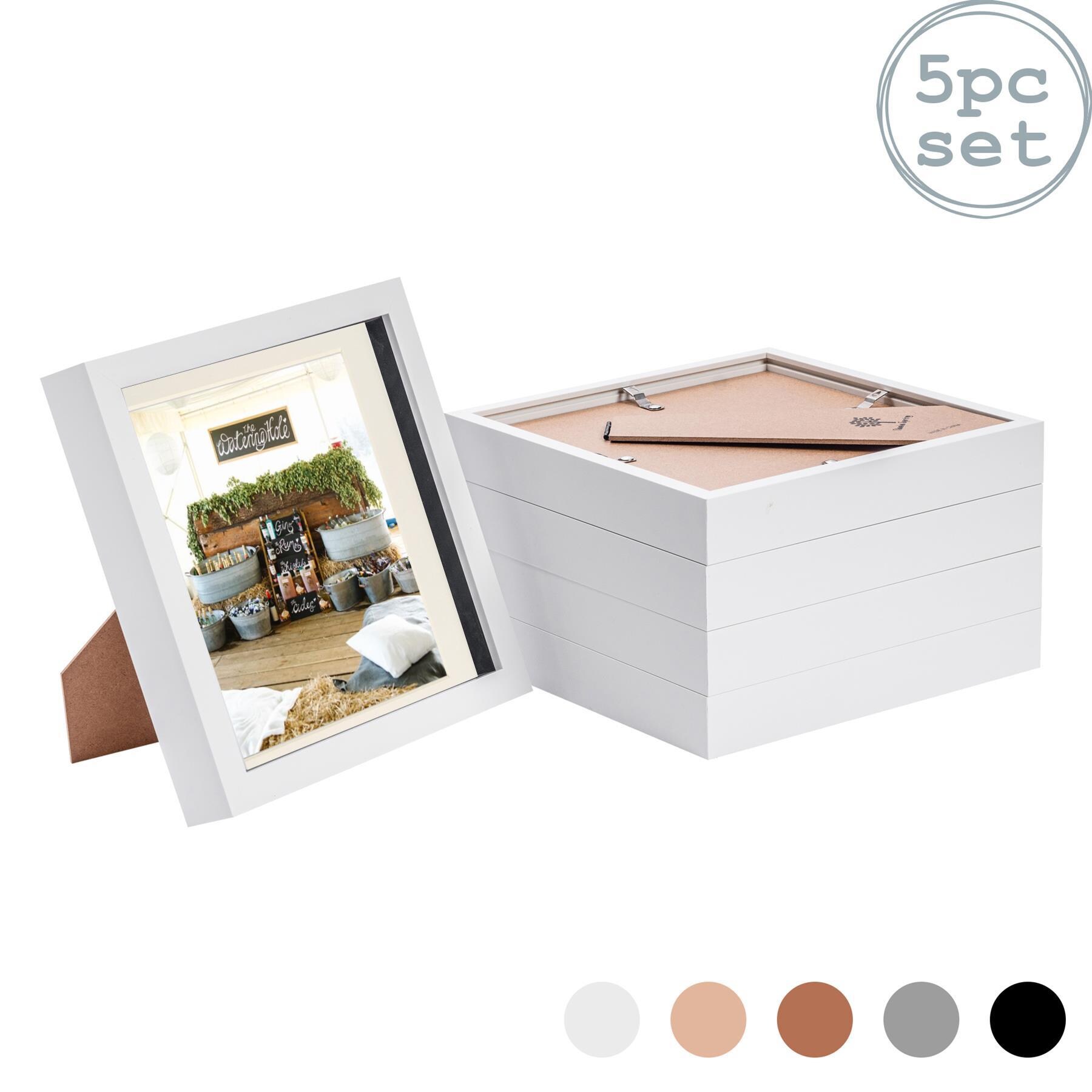 Nicola Spring 8 x 8" Photo Frames - White/Ivory Mount - 3D Picture ...