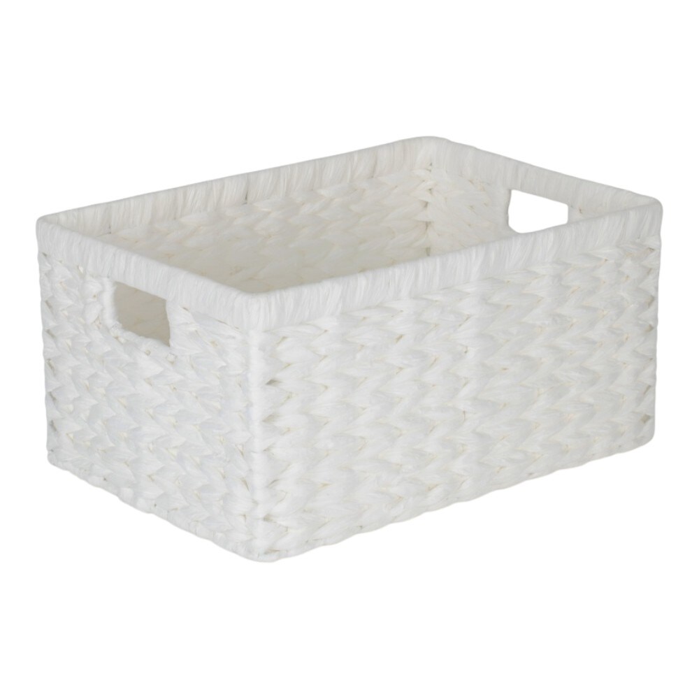 Medium White Paper Rope Rectangular Storage Basket | White | White | M ...