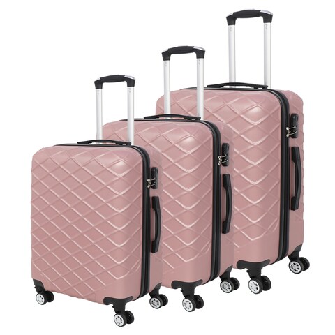 3 Pcs Suitcase Set ABS Hard Shell 4 Wheeled Trolley Lightweight Luggage ...