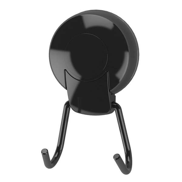 Showerdrape Suctionloc Black Steel Suction Wall Mounted Twin Robe Hook ...