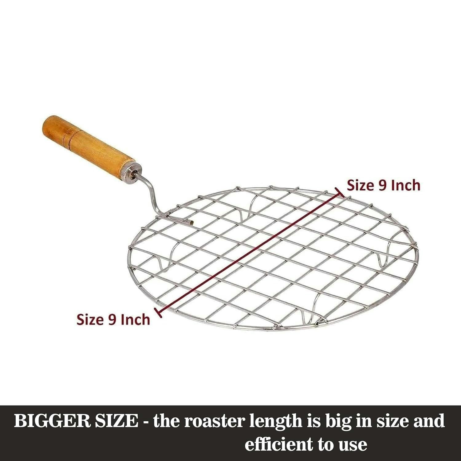 Stainless Steel Roasting Net Round with Wooden Handle - Tesco Groceries