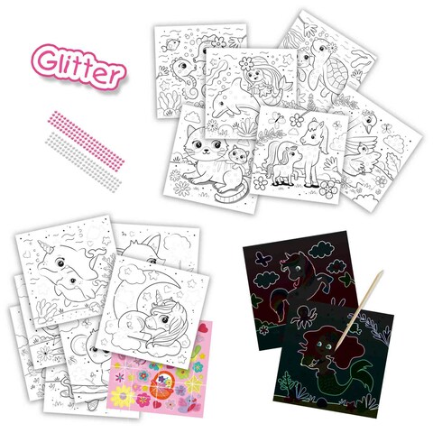 SES Creative 3 in 1 Glitter Activity Colouring Book - Tesco Groceries