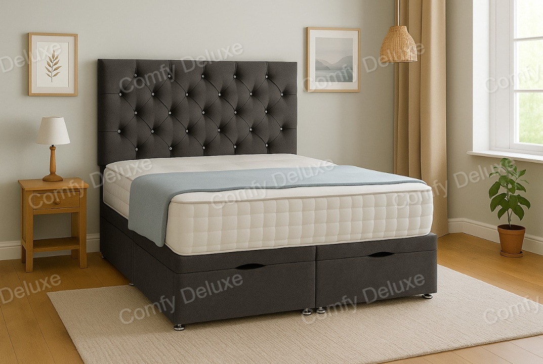 Ottoman Foot Lift Grey Naples 2ft6 Small Single Divan Bed With Mattress ...