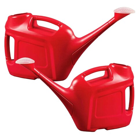 2 x Red 6L Lightweight Watering Can With Handle & Sprinkler Head ...