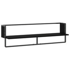 Wall Shelf with Bar Black 100x25x30 cm - Tesco Groceries