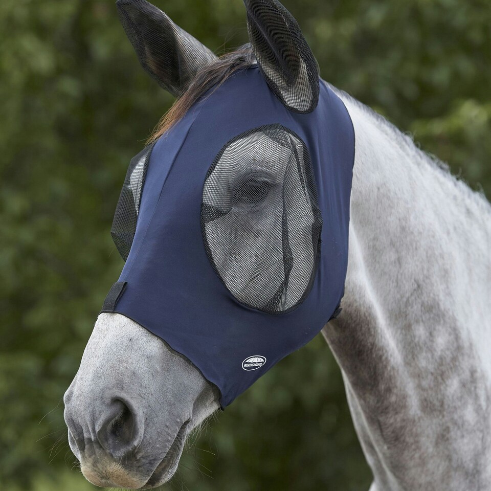 Weatherbeeta Deluxe Stretch Horse Fly Mask With Ears - Navy/Black ...