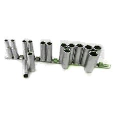 15pc 1/2" dr Deep Reach CRV Sockets On Rail 10-24mm Hex 6 Point Metric ...