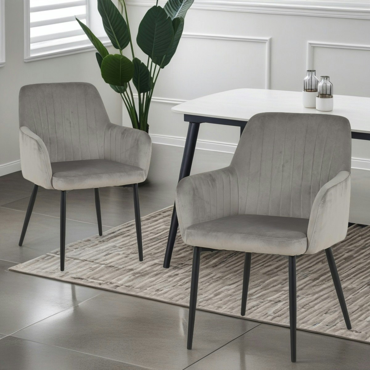 Charlotte Velvet Comfort Dining Chairs - Set of 2 | Grey - Tesco Groceries