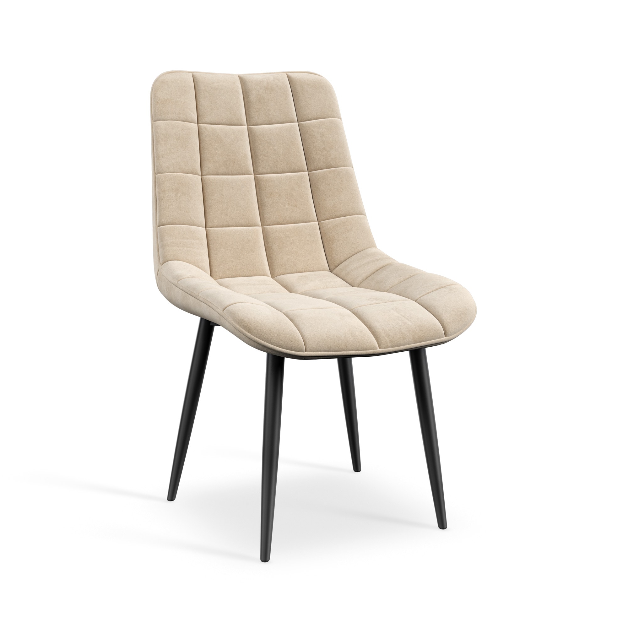 Set of 8 Nova Modern Velvet Dining Chair Padded Seat Metal Legs (Beige ...